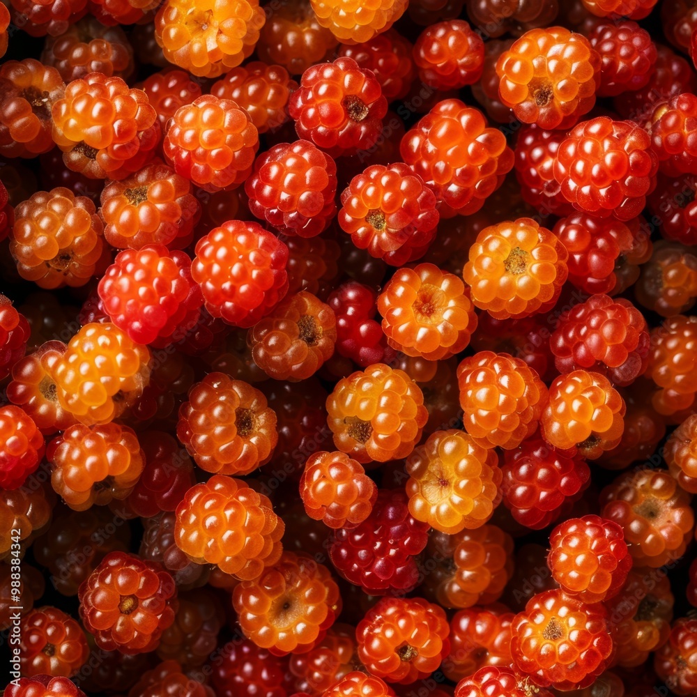 Salmonberry texture background, Rubus spectabilis fruits pattern, many ...