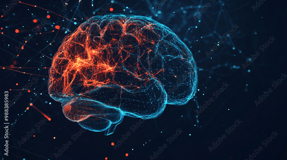 Abstract visual representation of dementia on a black background ...