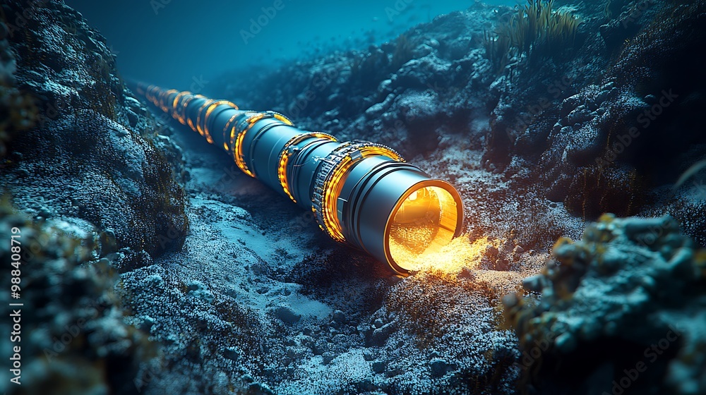 Cross-sectional illustration of a fiber-optic cable buried under the ...