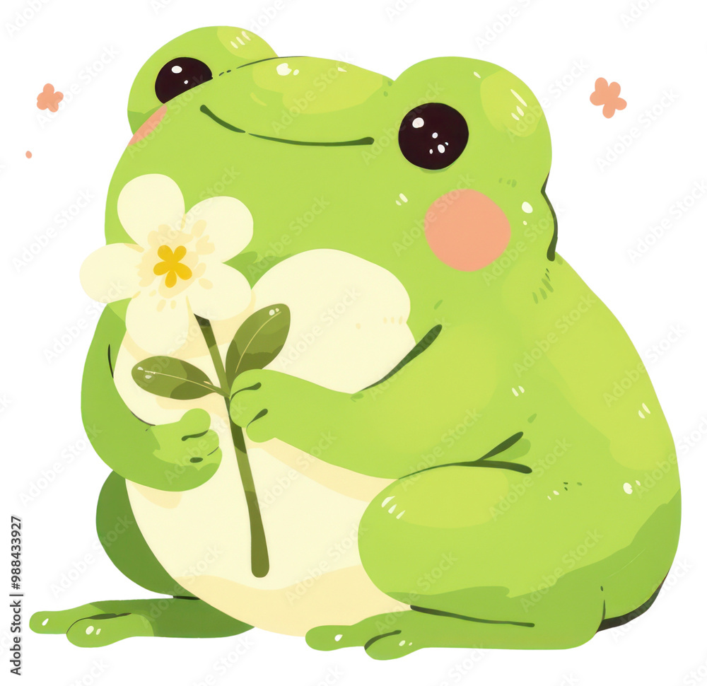 PNG Cute frog holding flower Stock Illustration | Adobe Stock