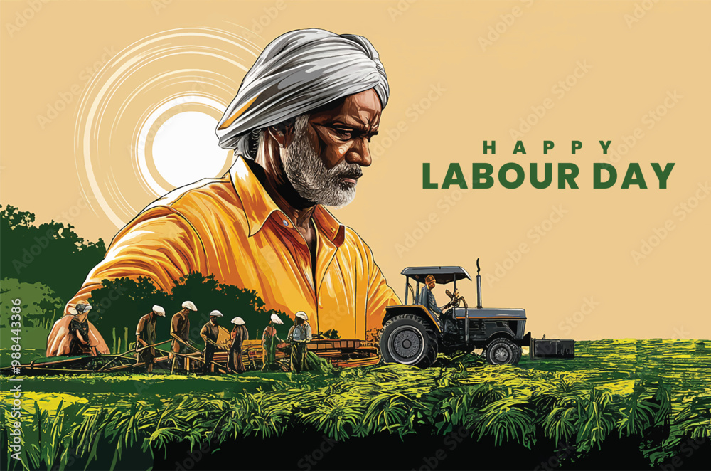 Happy Labor Day. A old farmer is seen doing farming in this with ...