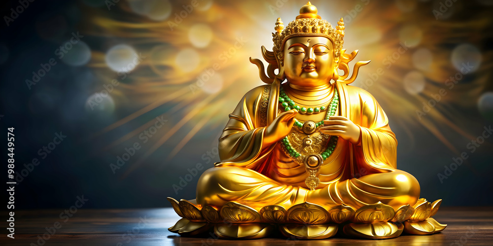 Shiny golden statue of a Korean traditional god of prosperity and ...