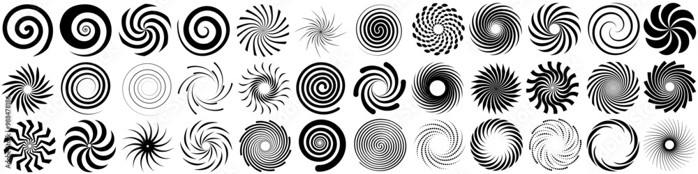 Spiral icon vector set. Volute illustration sign collection. Hypnotic ...