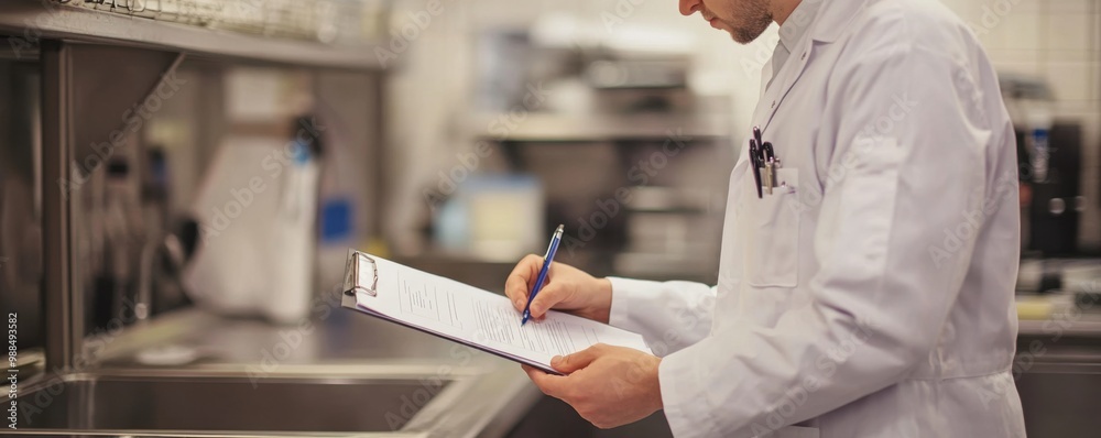 Food Safety Audit Inspection, Inspector Checking Sanitation Protocols ...