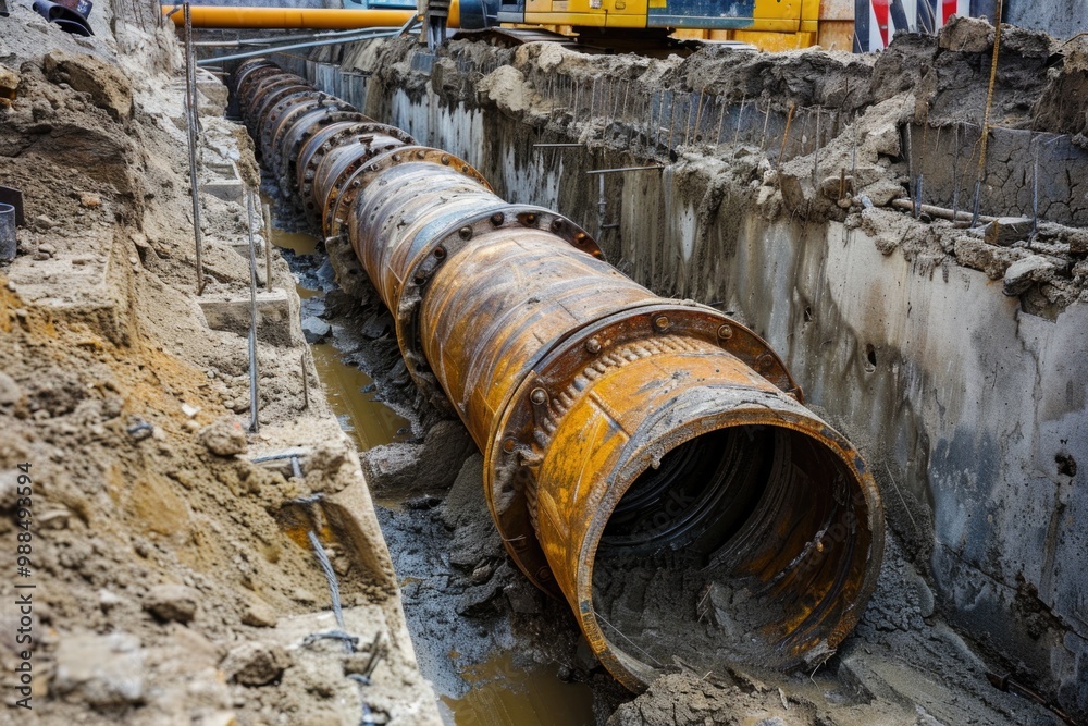 Drain Pipes Installation: Construction of Underground Sewer System with ...