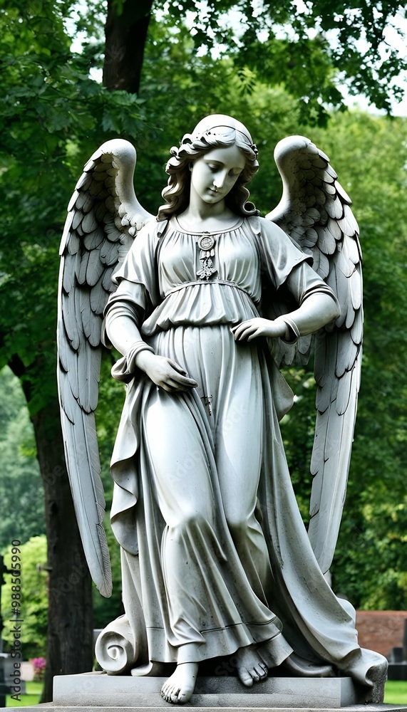 warsaw cemetery angel old monument angel antique art black catholic ...