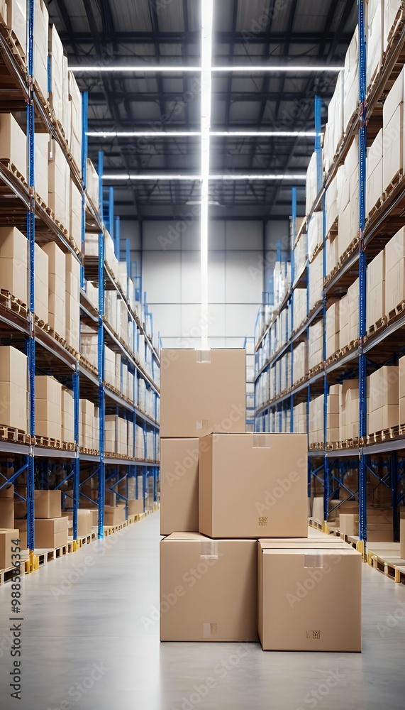 boxes blur lves storage cardboard background 3d illustration warehouse ...