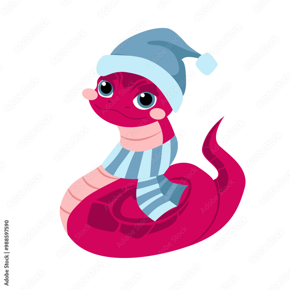 cartoon cute snake isolated on white background. Little child snake ...
