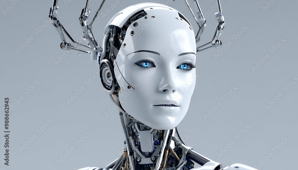 rendering 3d female ad robot shatters robot robotic woman female ...
