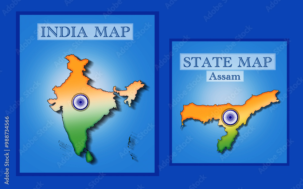 India map and Assam state map with background Stock Illustration ...