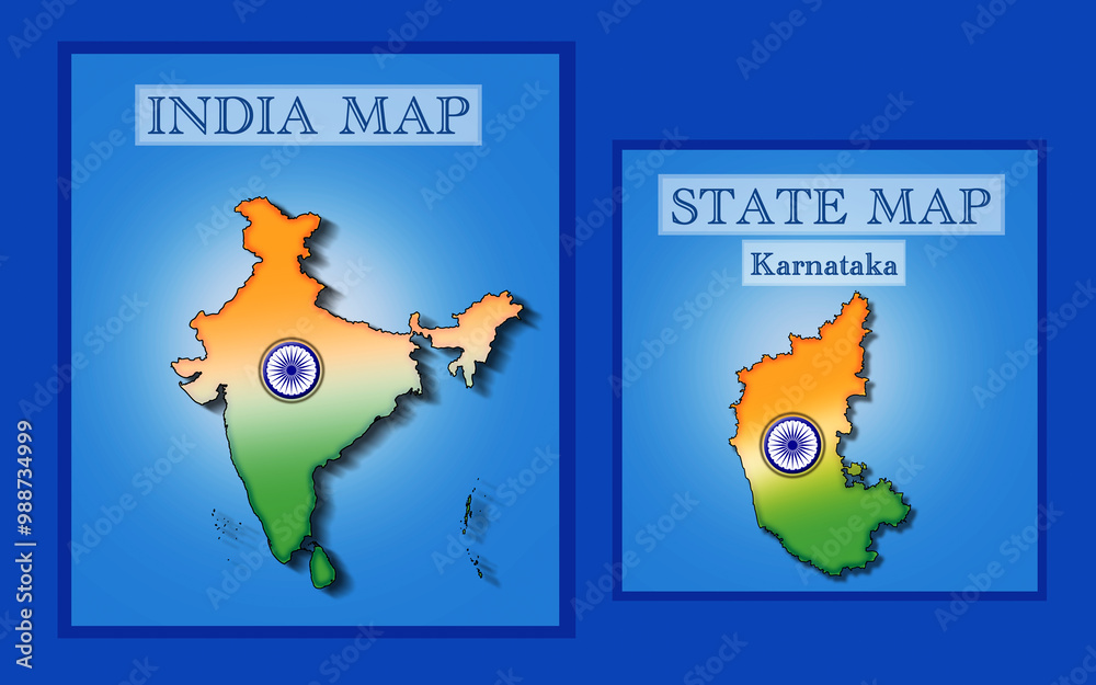 India map and Karnataka state map with background Stock Illustration ...