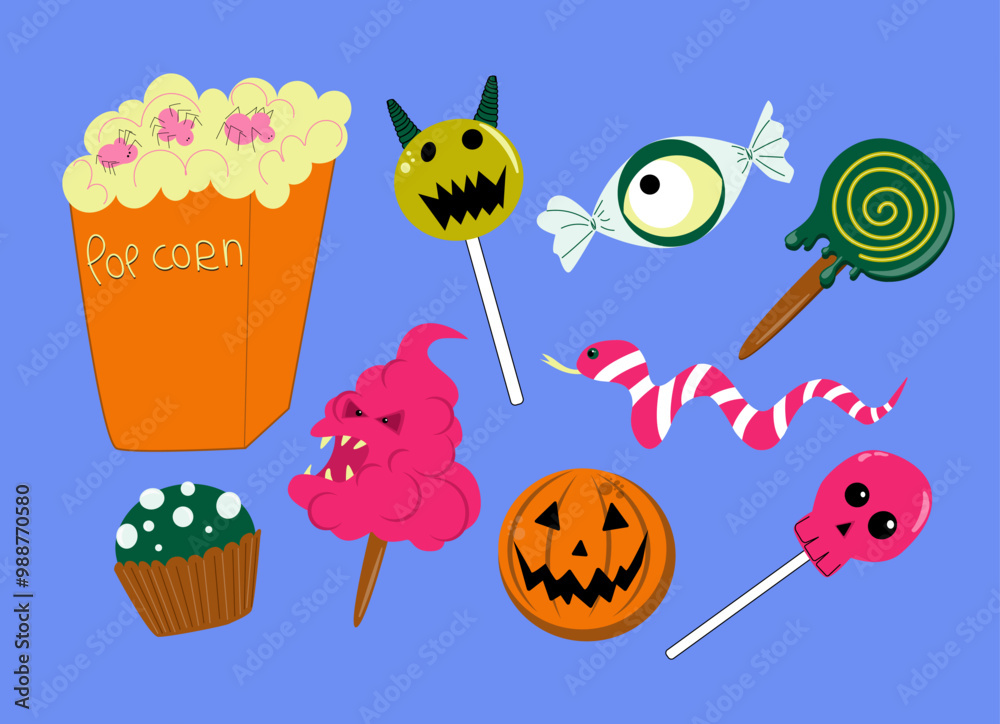 Halloween spooky candy set Halloween skull caramel skull, monster ...