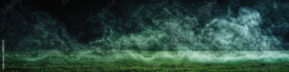 Green smoke backdrop, dark ground, toxic black fog, stadium mist, green ...