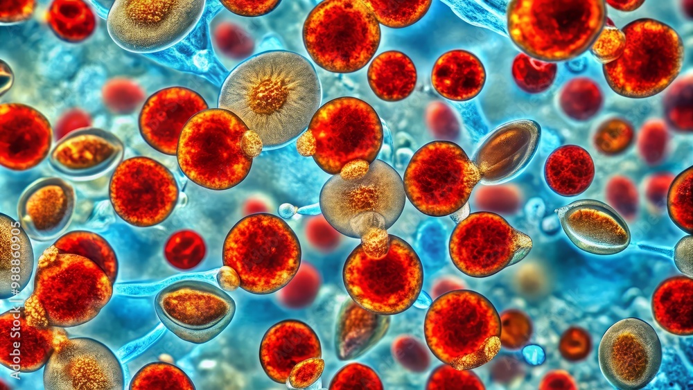 High-magnification image of urine sediment exhibiting an astonishing ...