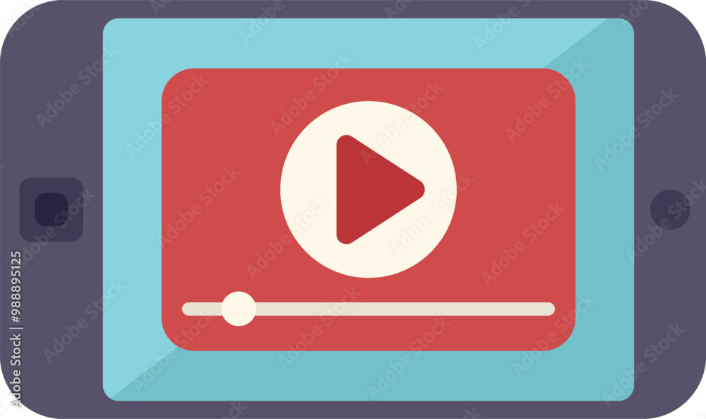 Smartphone showing video player app with play button on screen, concept ...