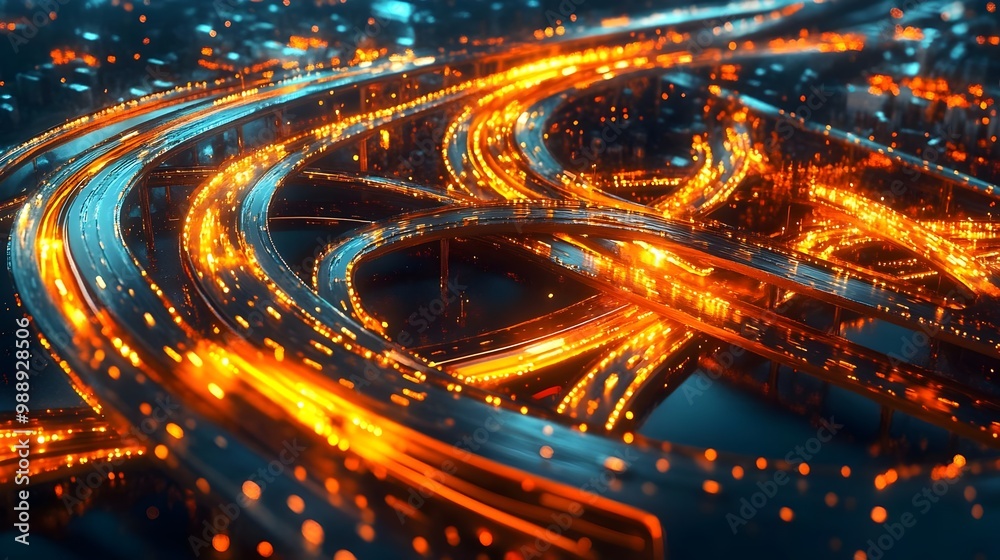 Aerial top view of smart modern transportation with Expressway, Road ...