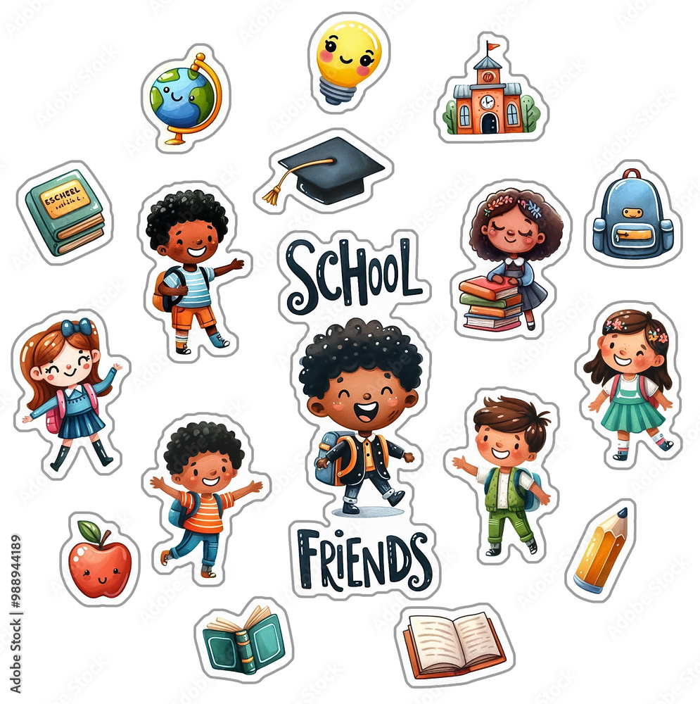 Student Goodnotes stickers. Cute cartoon school planner stickers set ...
