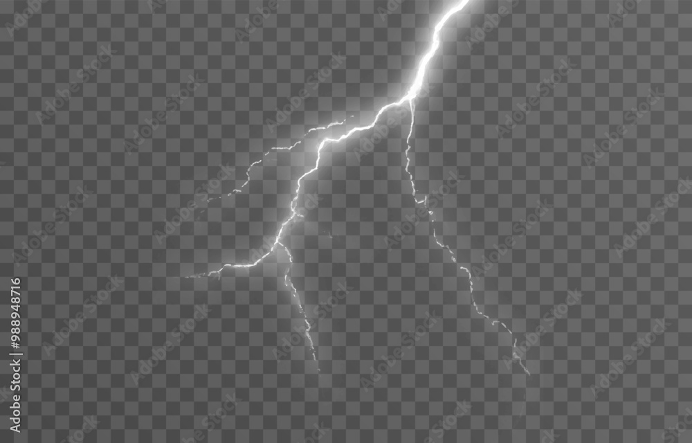 Lightning on an isolated transparent background. Flash of light ...