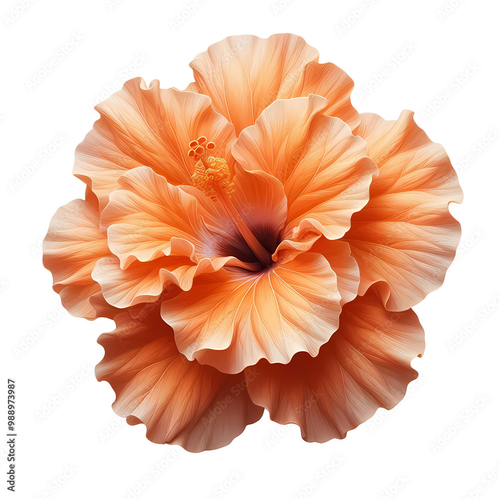 Double -layered orange hibiscus flower isolated on transparent ...