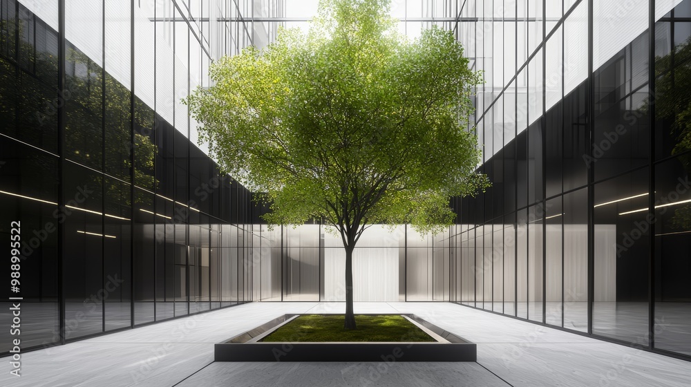 Nature-Integrated Architecture, Illustrate a modern building design ...