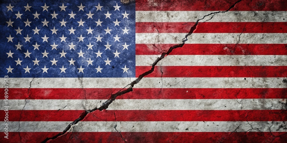 Cracked American Flag A Symbol of Division, American flag, cracked ...