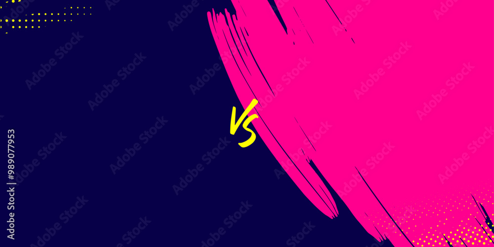 VS Match Sport Background with Pink and Dark Blue Brush Stroke Split ...