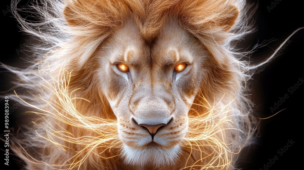 Zodiac Lion - Leo, A glowing lions face in gold with radiant light ...