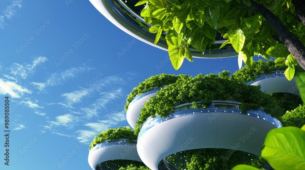 Eco-Futurism, A futuristic city built with green architecture, emerging ...