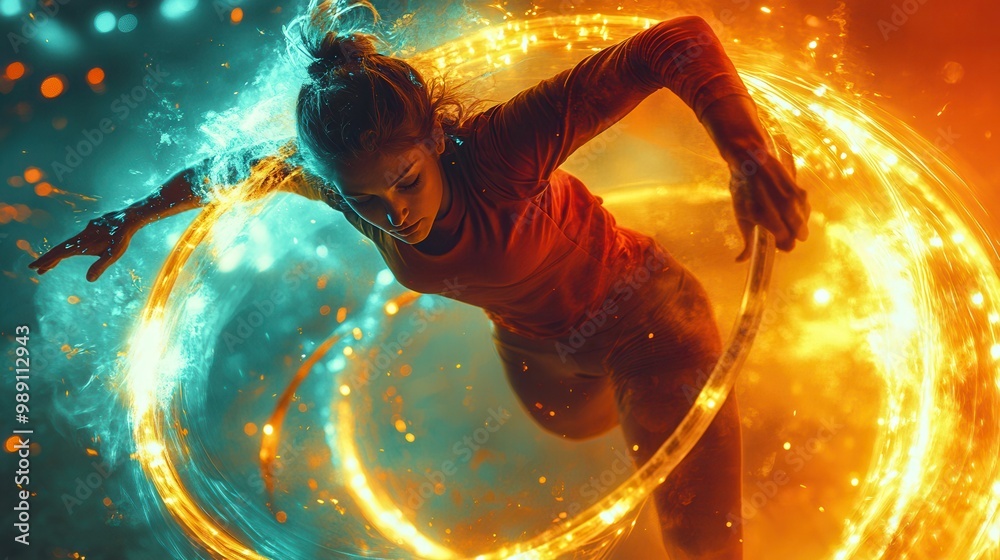 Artistic depiction of a dancer creating beautiful circular motions with ...