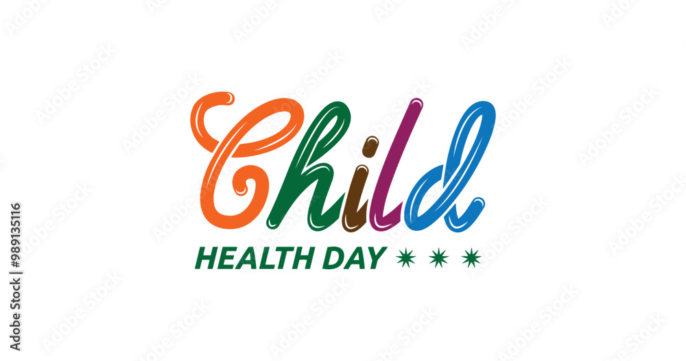 'Child Health Day' Vibrant Handwritten Text: Colorful and Playful ...