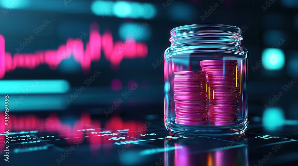3D digital infographic illustrating the liquid asset positions in a ...