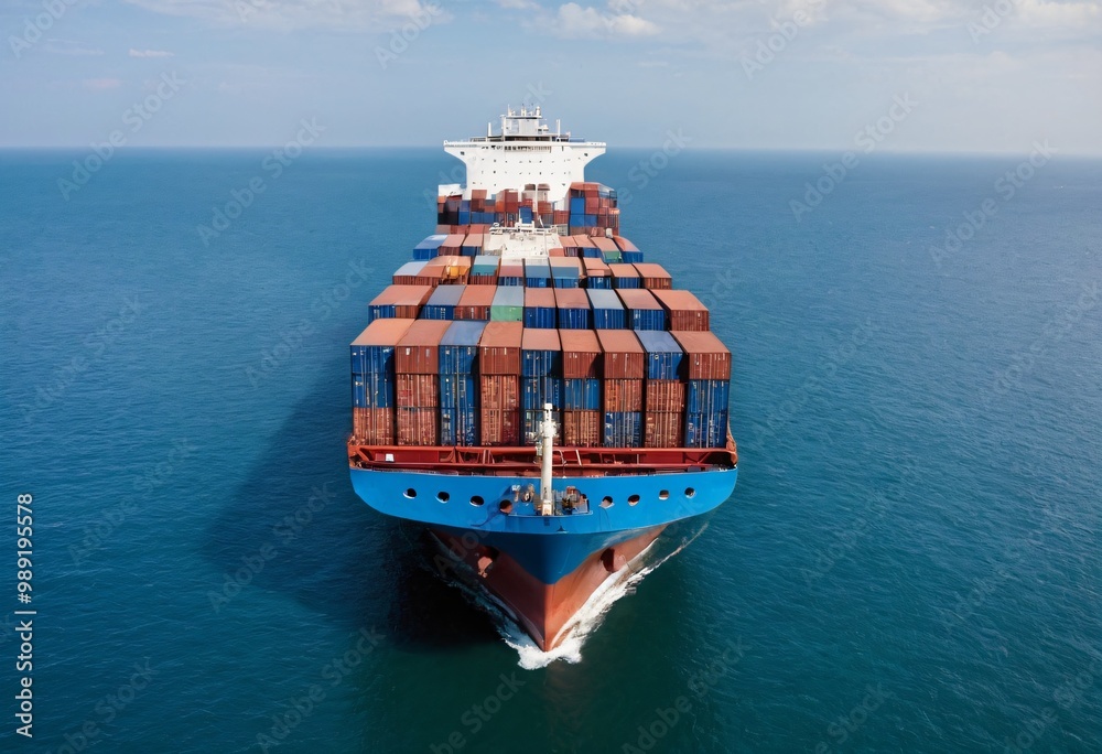 Large ships transport cargo and carry large amounts of containers. Sea ...