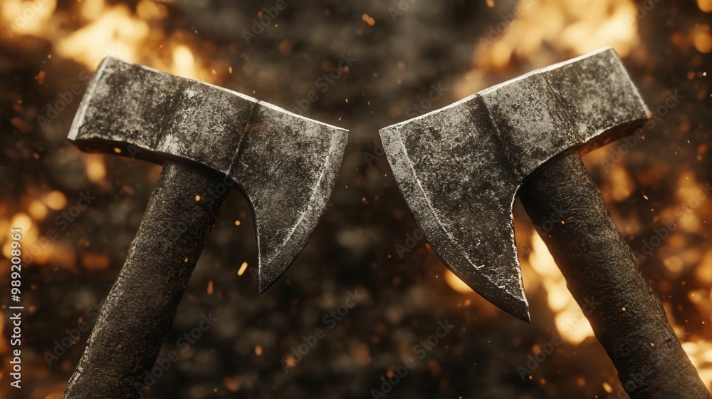 Dual axes, military army scene, intense action, sharp details. [axe ...