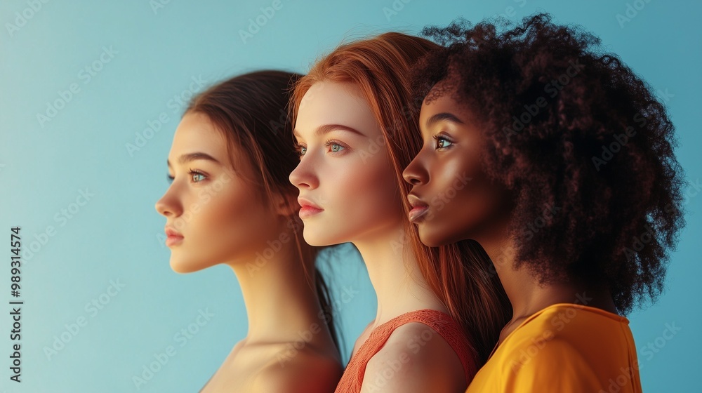 Models of different skin colors and builds. Racial diversity, body ...