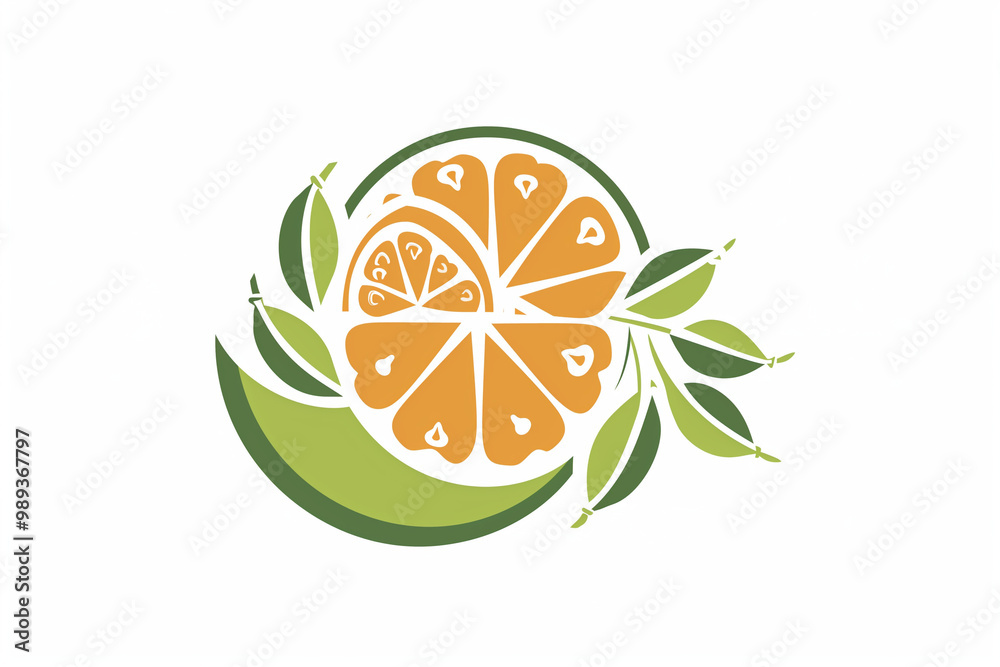 Orange Pomelo Fruit Vector Logo Design concept with multiple circle ...