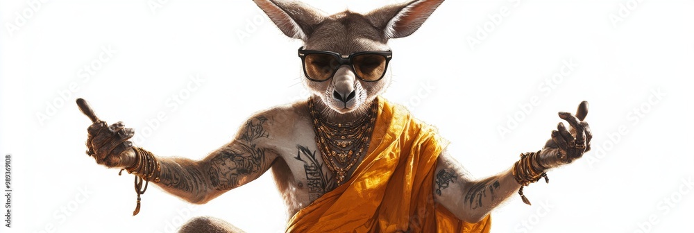 kangaroo guru gangaster buddha pose gang member with sunglasses and ...