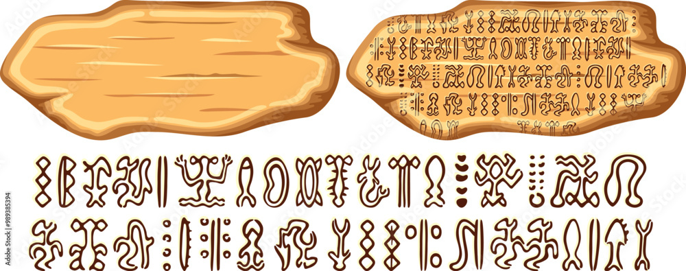 Signboard Rongorongo on Easter island or Rapa Nui. Isolated vector ...