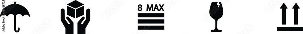 Sticker fragile handle with care, black fragile warning label, label ...