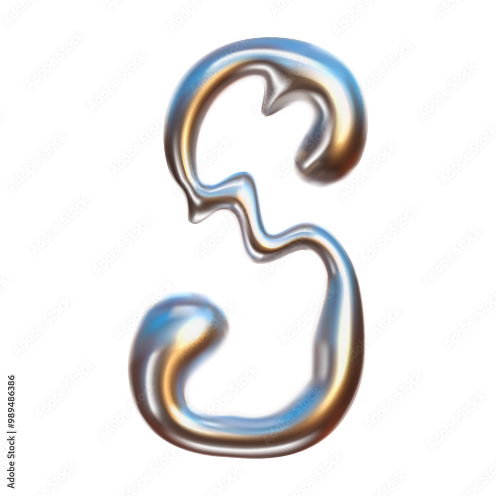 Chrome Bubble Typeface Design. Letter - S. Contemporary vector English ...