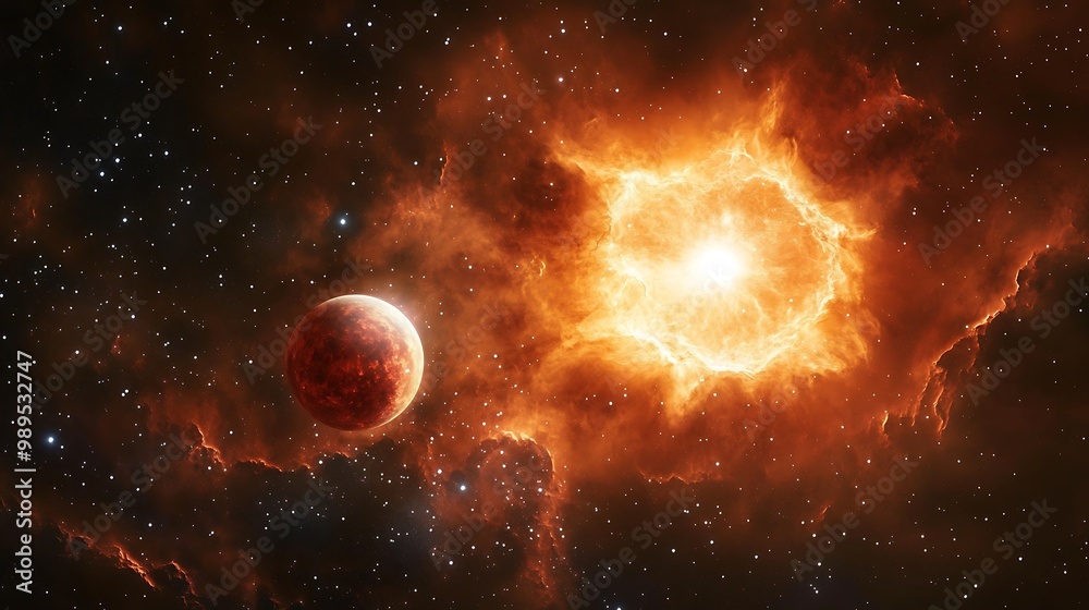 Binary star system with one star being a white dwarf and the other a ...