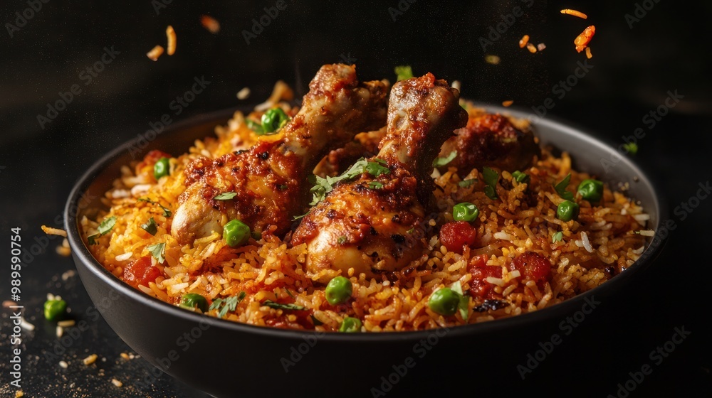 Indian chicken biryani, food photography of spicy chicken biryani, food ...