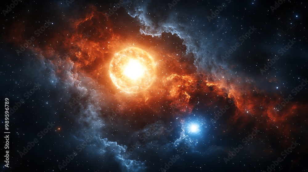 Binary star system with one star being a white dwarf and the other a ...