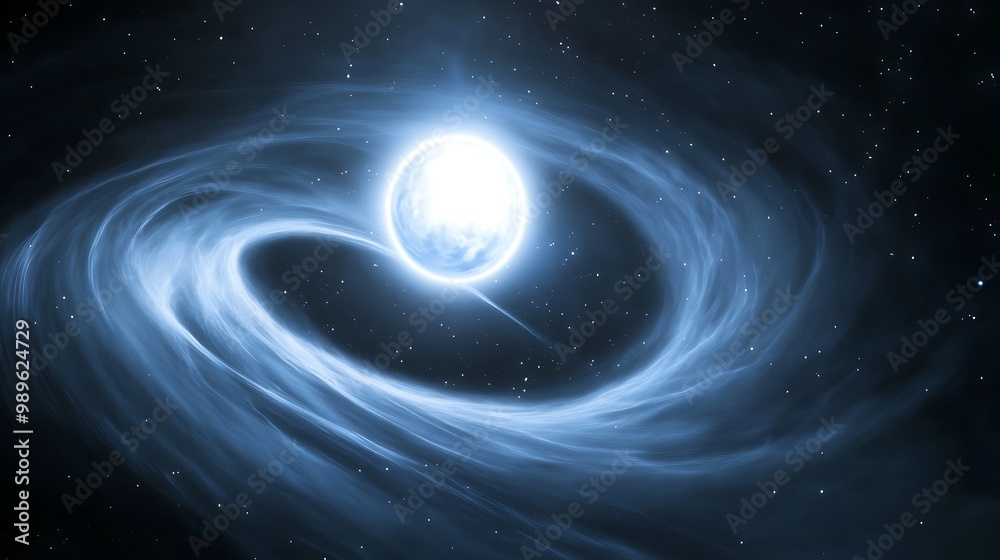 White dwarf star in a binary star system with a blue giant showing the ...