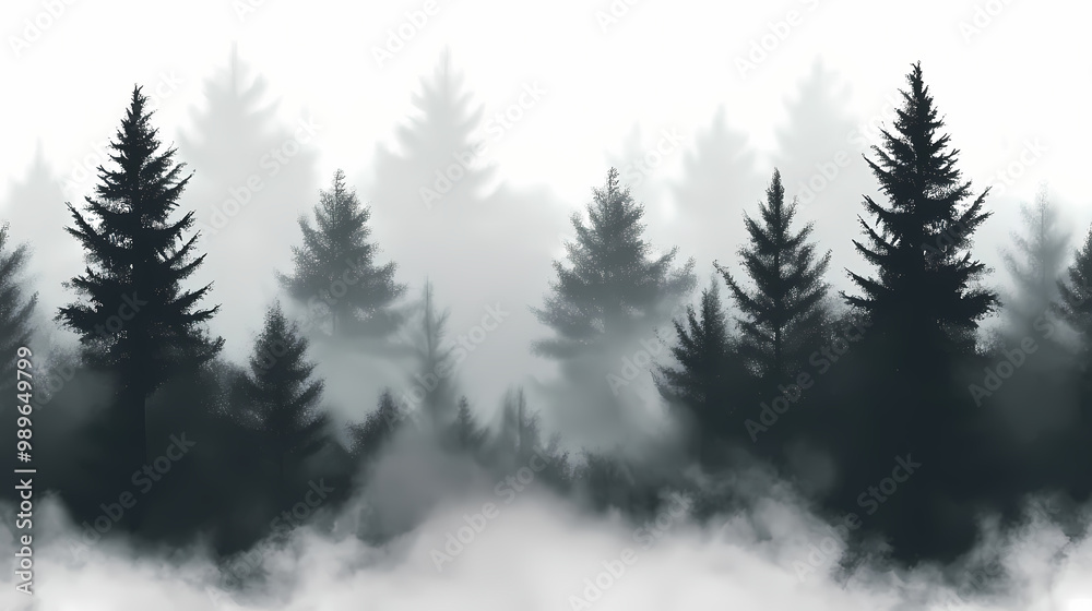 Png misty forest border, transparent background. Foggy Forest ...