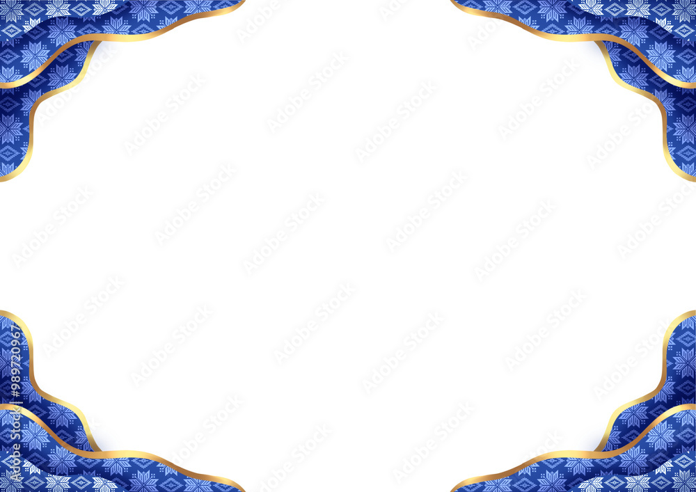 Golden blue background certificate template with traditional South ...