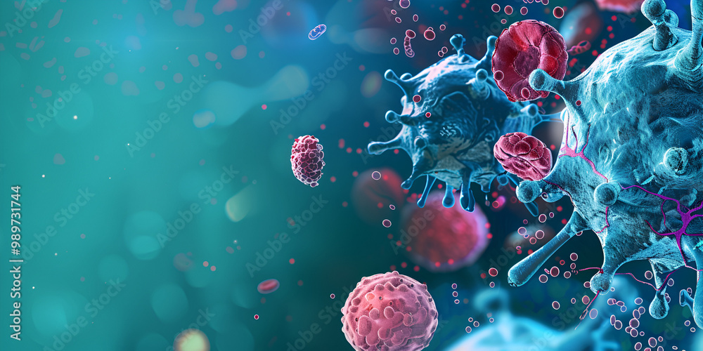 Virus Cells Microscopic Visualization, Infection Spreading Biological ...