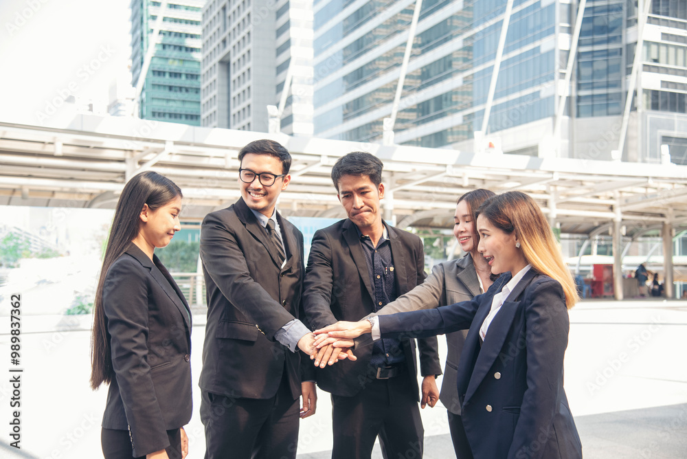 Diversity Business people partner handshake together in modern city ...