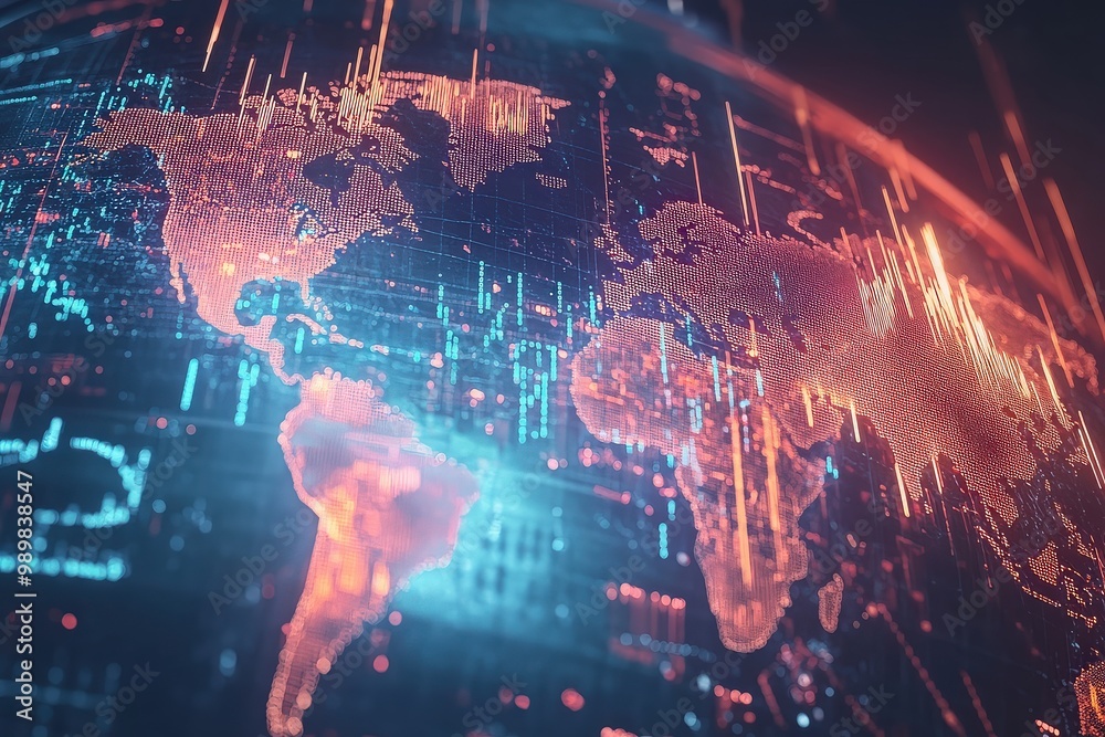 Global digital map with data visualizations Stock Photo | Adobe Stock