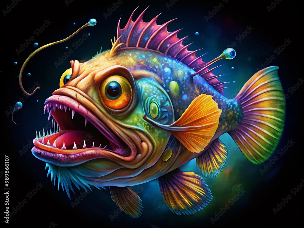 Colorful Angler Fish Clipart Illustration for Underwater Themes and ...