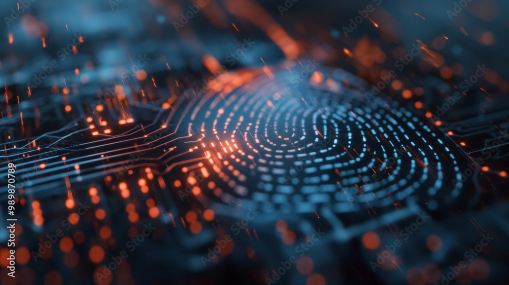 fingerprint biometric verification for cyber security, modern digital data protection technology ...
